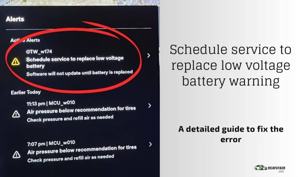 Tesla Schedule Service To Replace Low Voltage Battery Error | E Car Craze